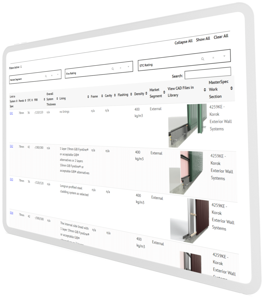 System Selector - KOROK Fire and Acoustic Wall Systems