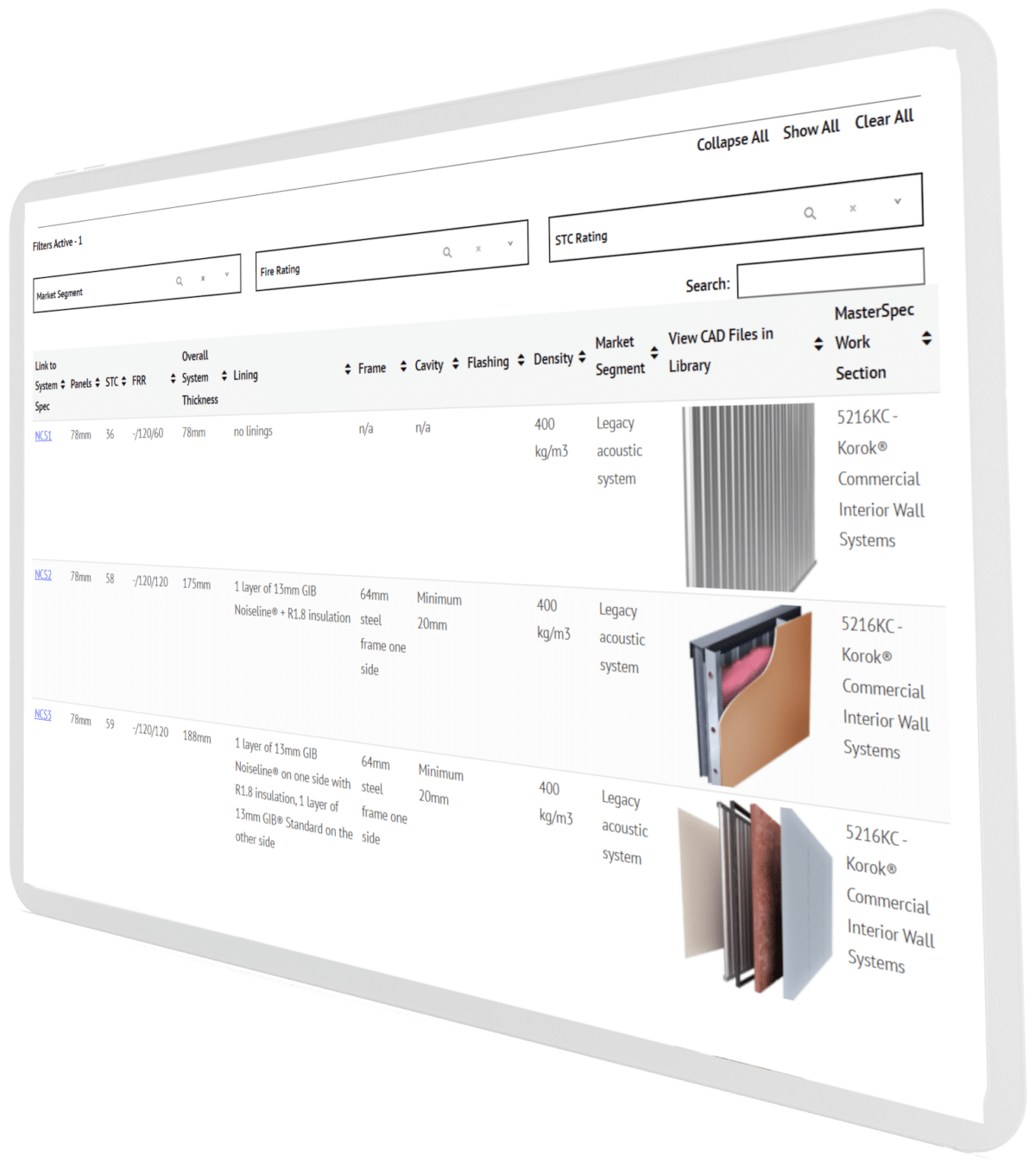 System Selector - KOROK Fire and Acoustic Wall Systems